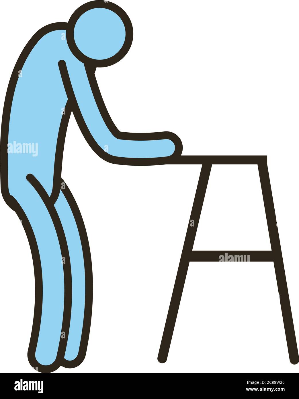 Grandfather avatar with walker line and fill style icon design, Old man ...