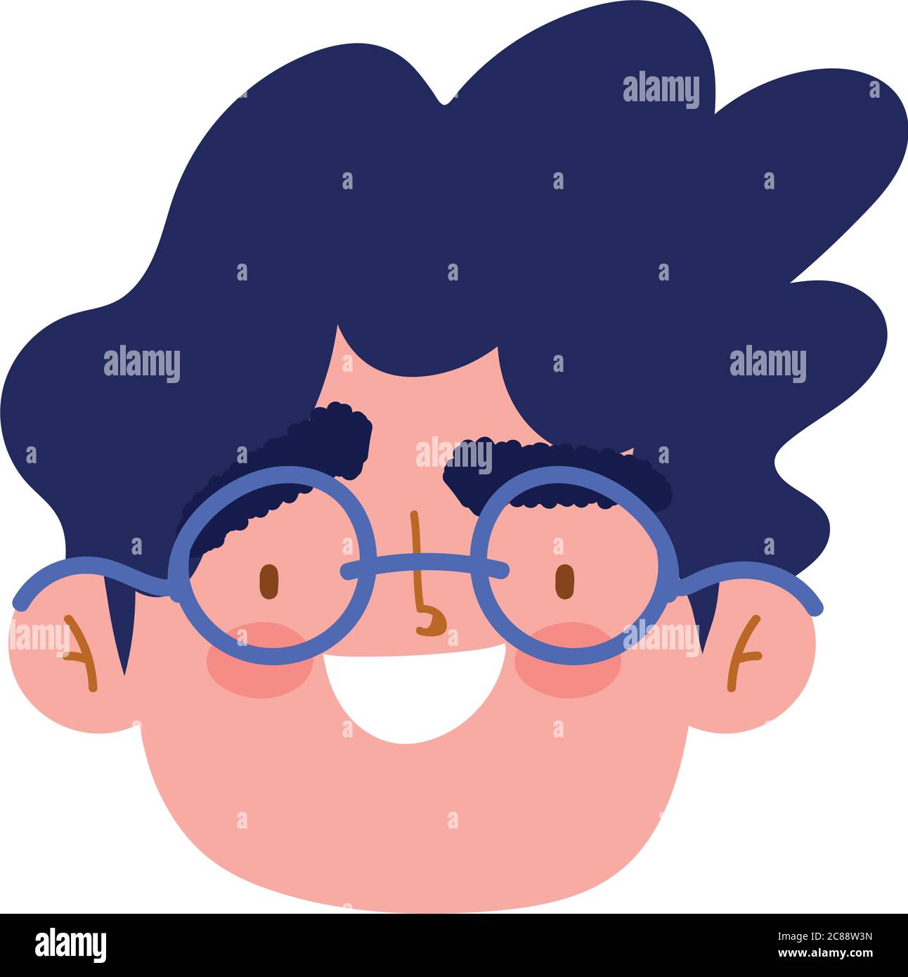 young man face cartoon character isolated icon design vector ...