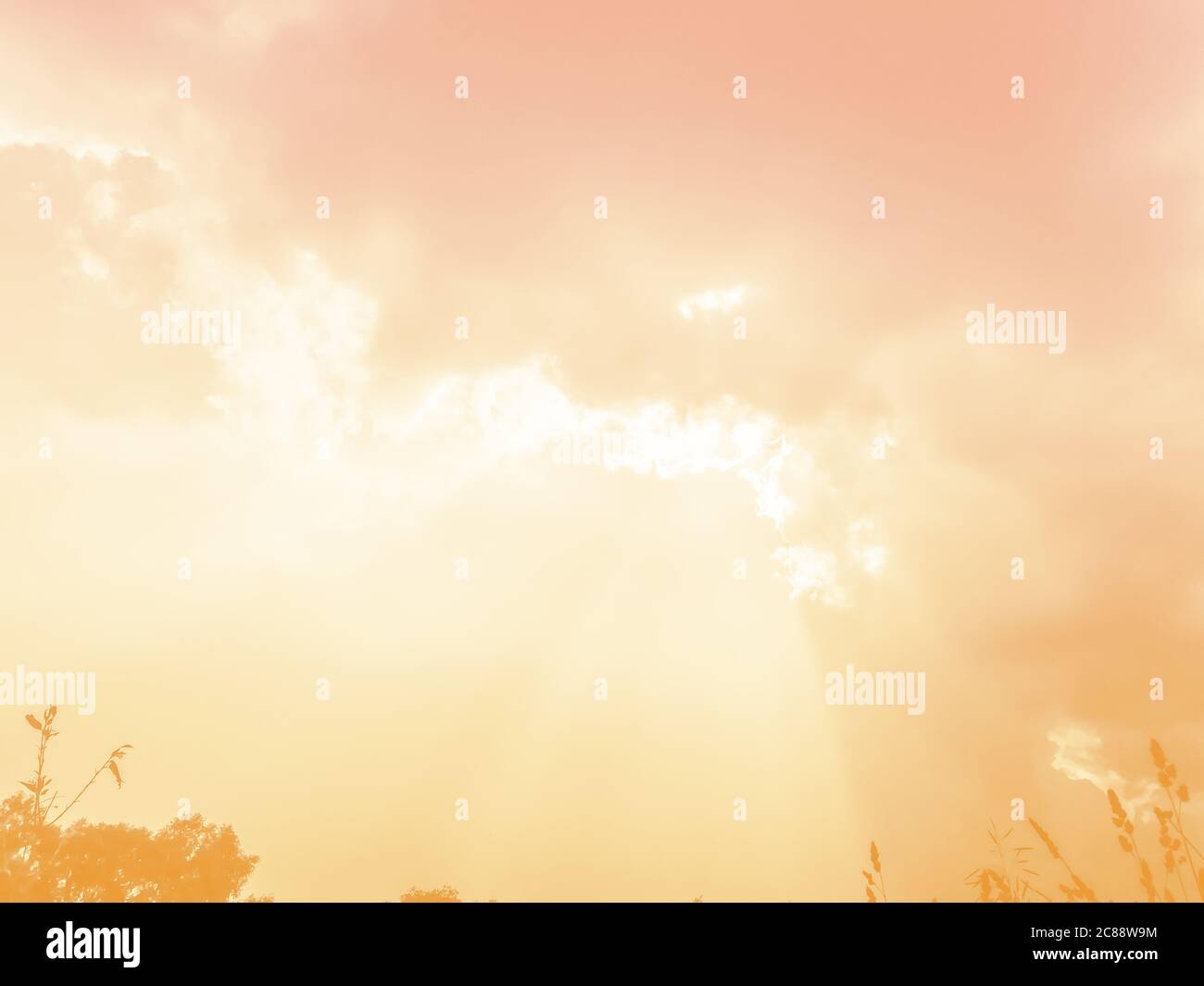 Beautiful Yellow Sky with sun rays Stock Photo - Alamy