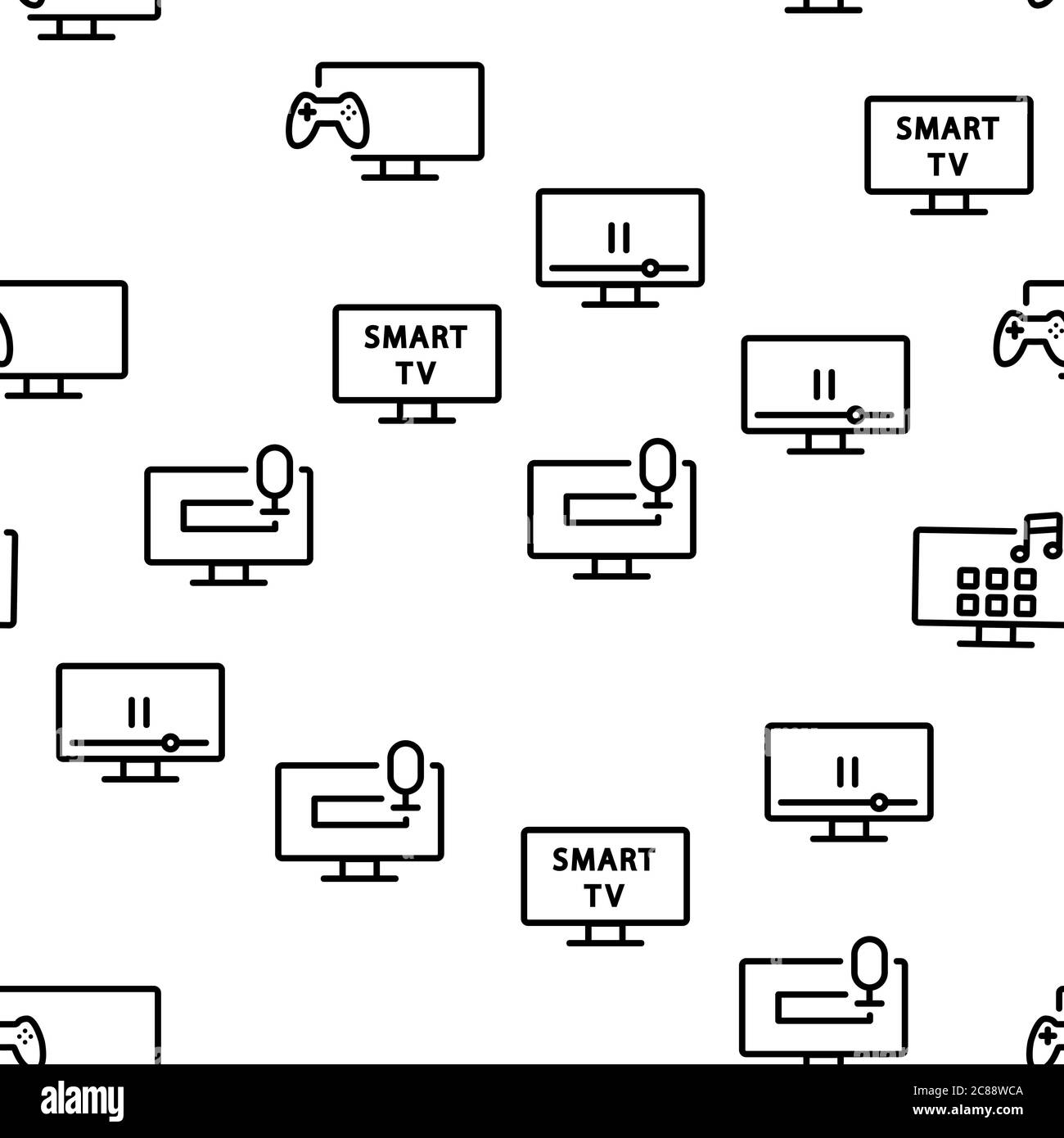 Smart Tv Television Vector Seamless Pattern Stock Vector Image & Art ...