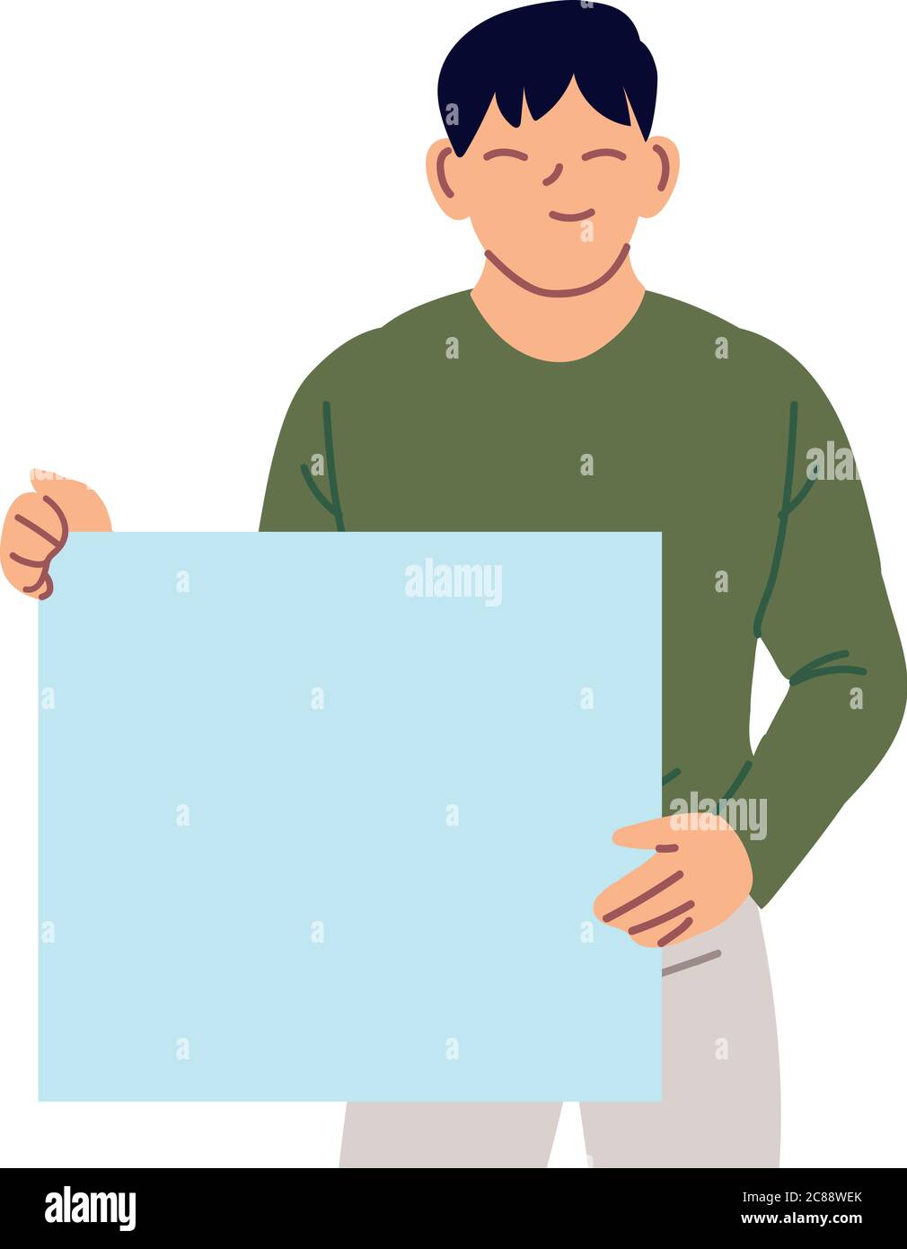 Man cartoon holding banner board design, Manifestation protest and ...