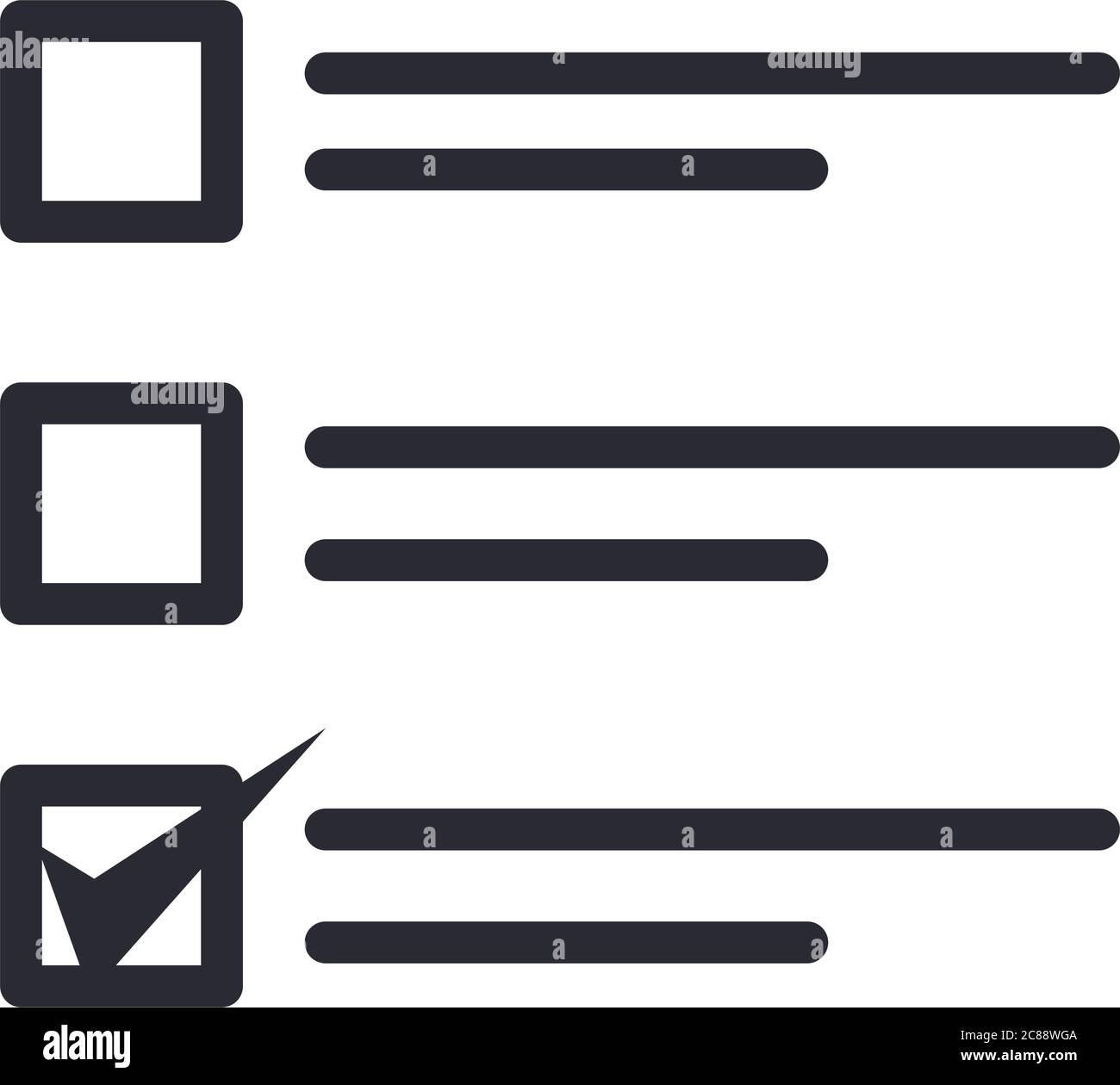 Options list with check mark line and fill style icon design ...