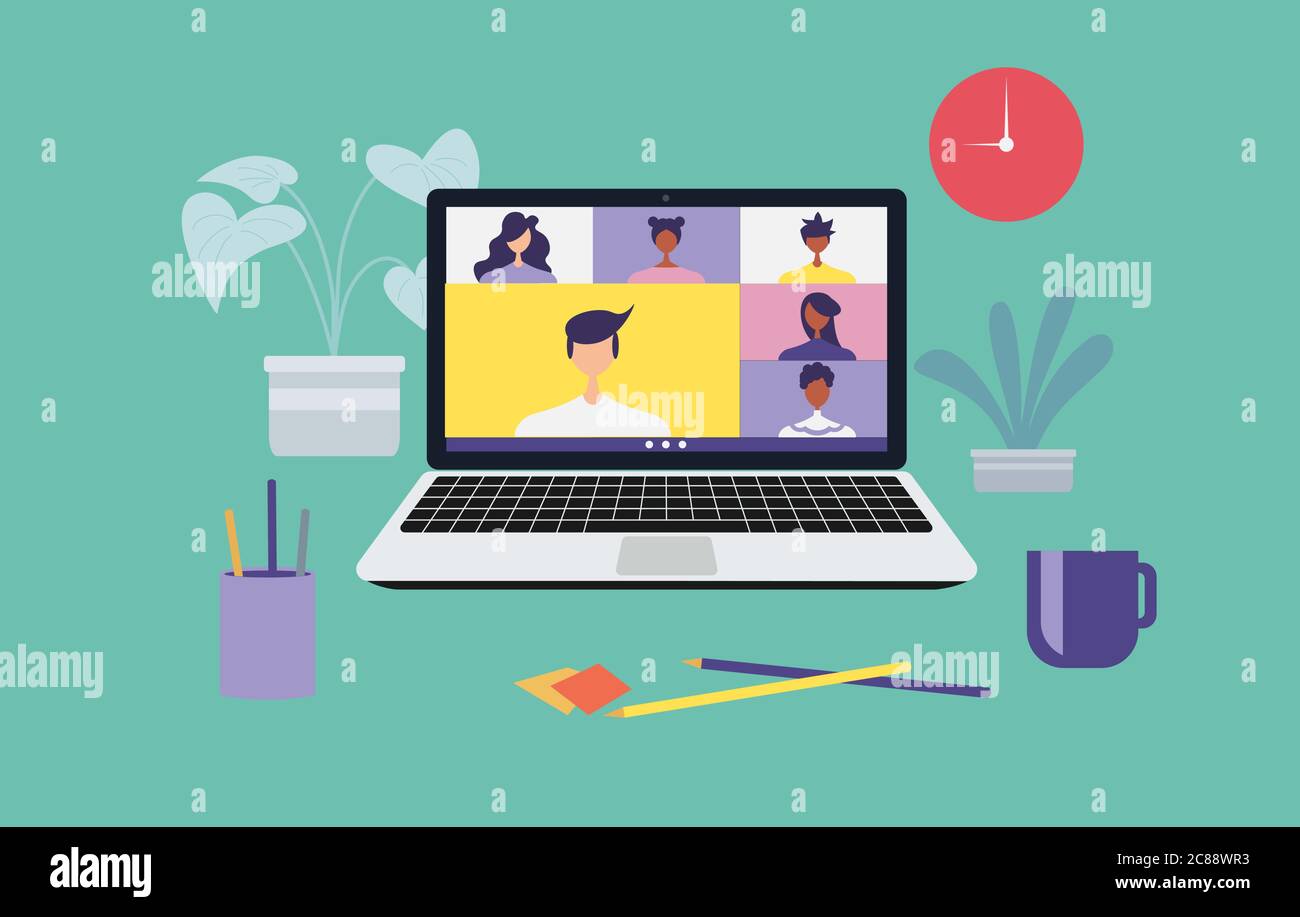 Work from home and work from anywhere concept, people connecting ...