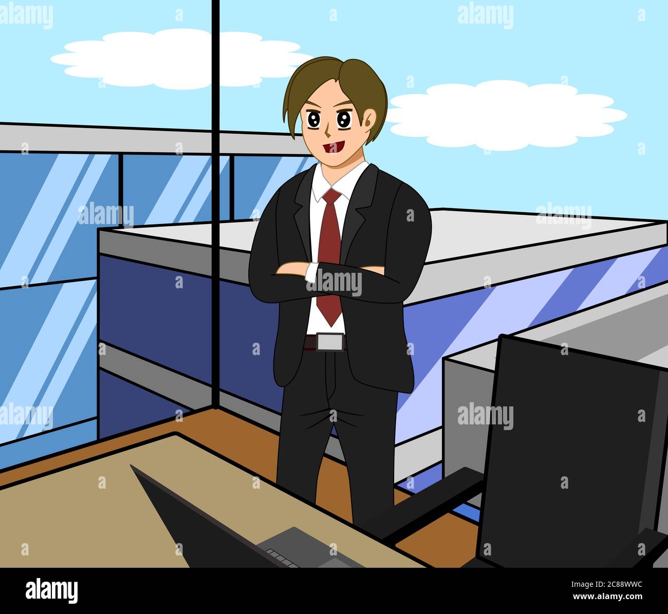 Caucasian man standing on blue Stock Vector Images - Alamy