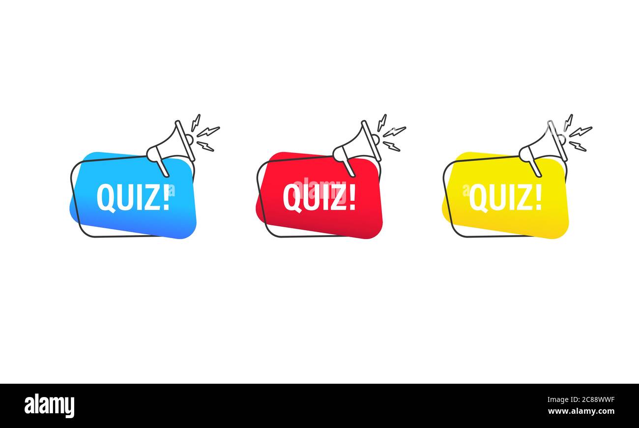 Quiz of marketing loudspeaker icon. Advertising concept. Vector on ...