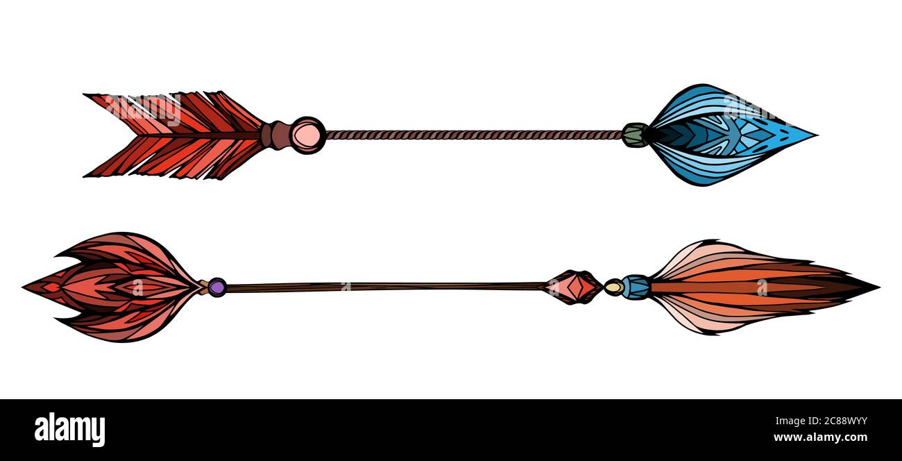 Set of multicolored native arrows with boho pattern Stock Vector Image ...