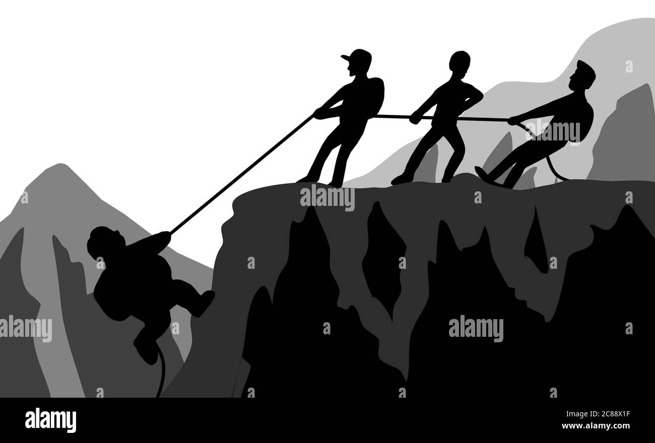 Team of climbers who help each other Stock Vector Image & Art - Alamy