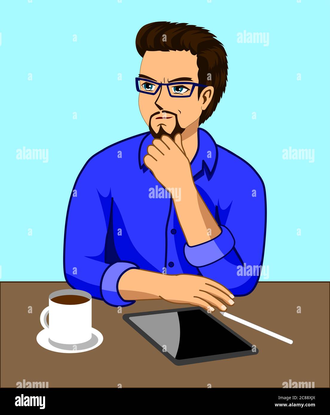 Business asian man thinking Stock Vector Images - Alamy