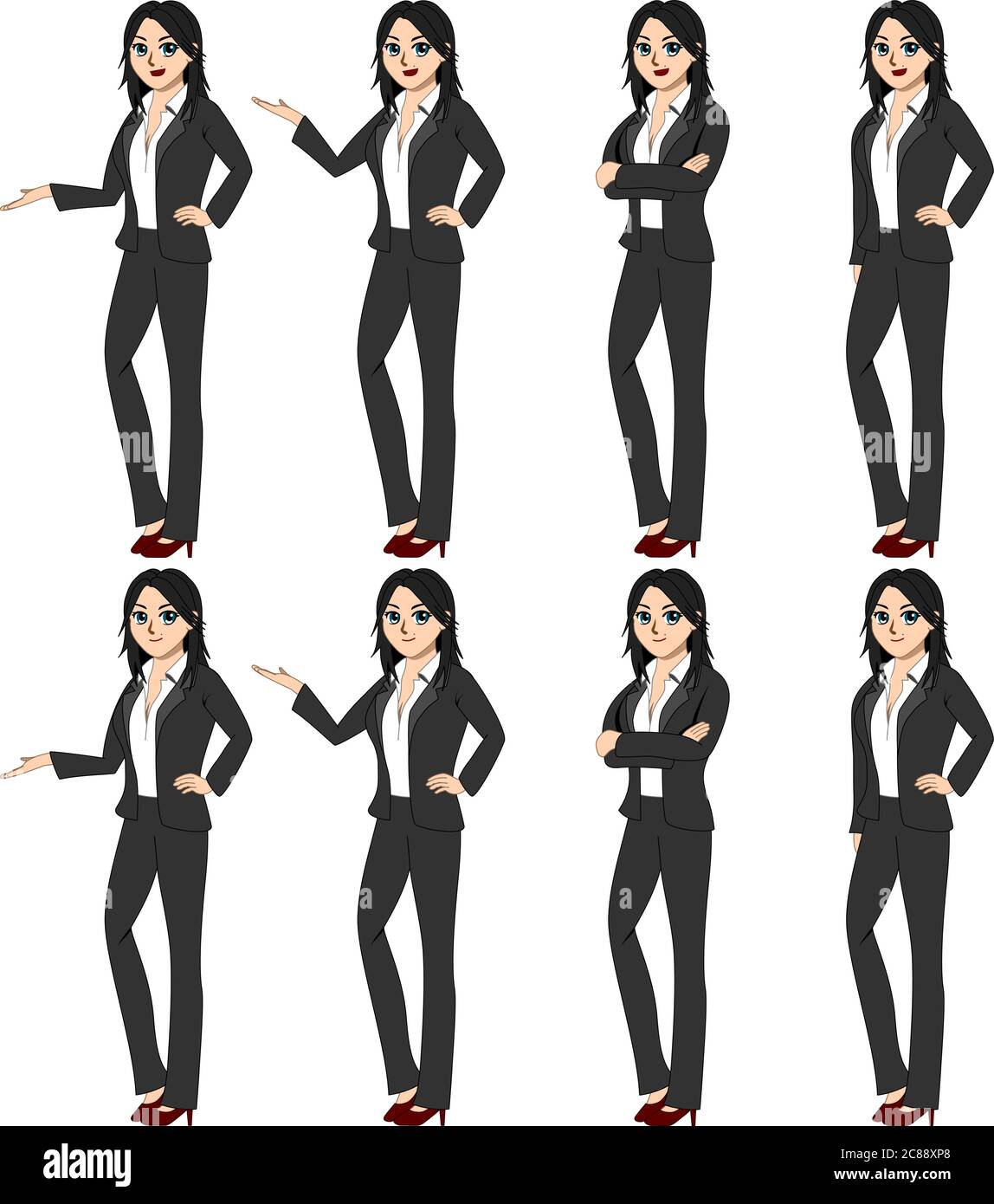 Illustration vector image of all 8 business women gestures Stock Vector ...