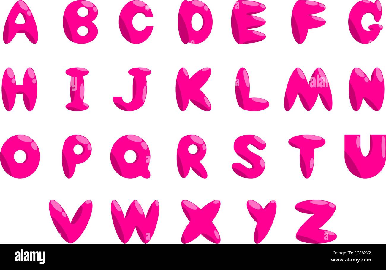 Pink bubble font letter set A to Z Vector 3d Illustration Stock Vector ...