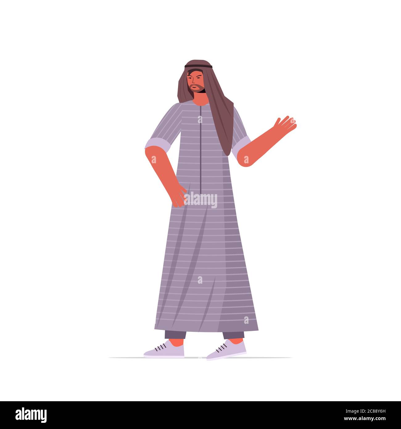 arabic man in traditional clothes arab male cartoon character standing ...