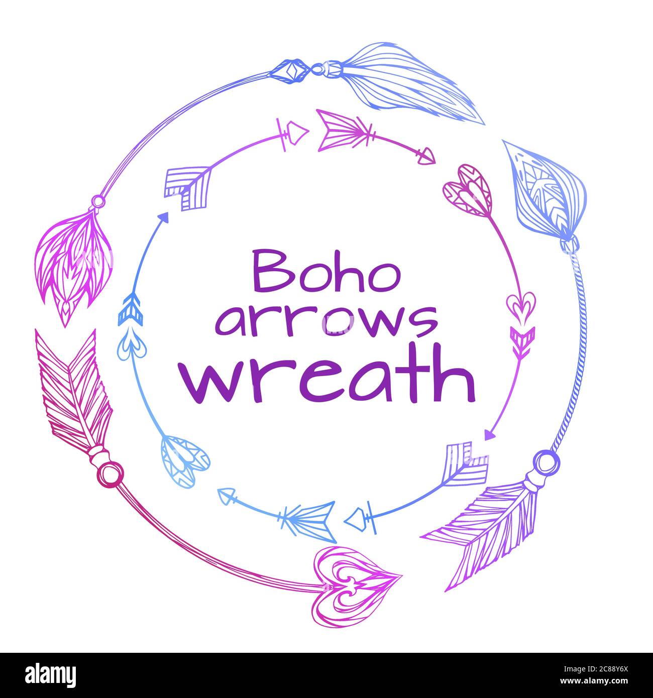 Wreaths of hand drawn arrows. Tribal doodle elements. Vector element ...