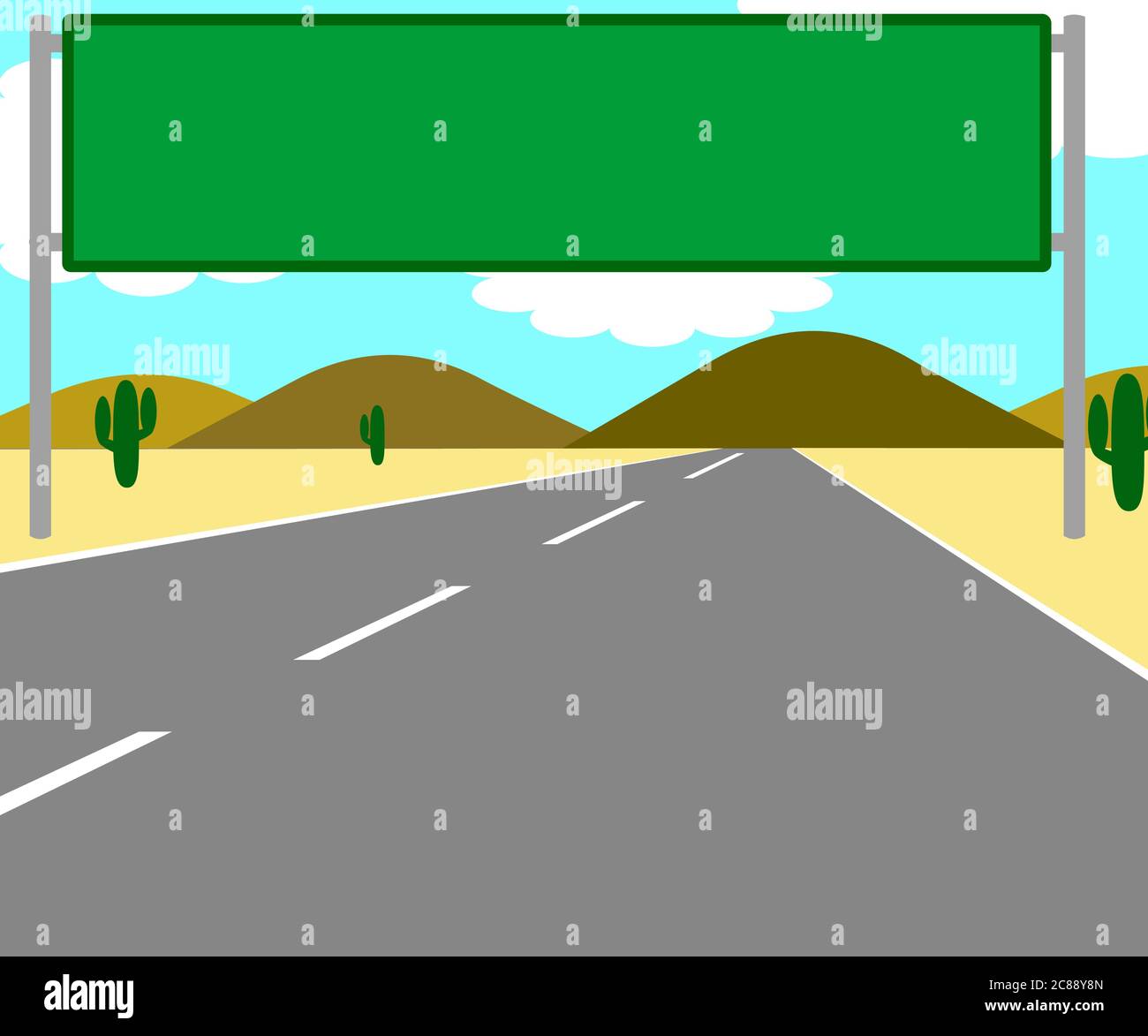 Illustration of sign on the road on both sides of the road with a ...