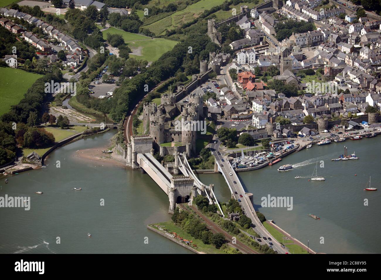 Conwy castle aerial hi-res stock photography and images - Alamy