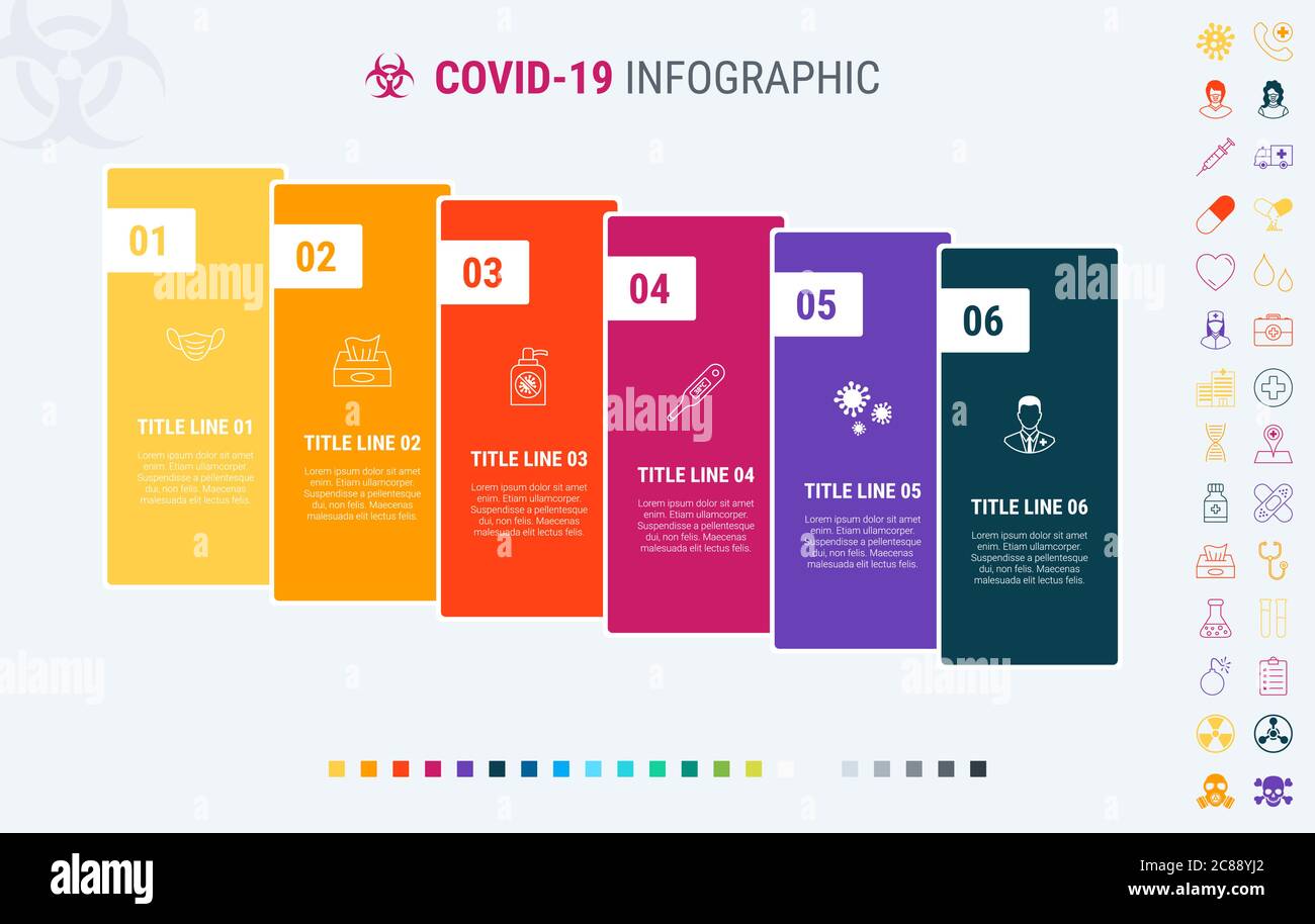 Vector covid-19 infographics timeline design template with graph ...