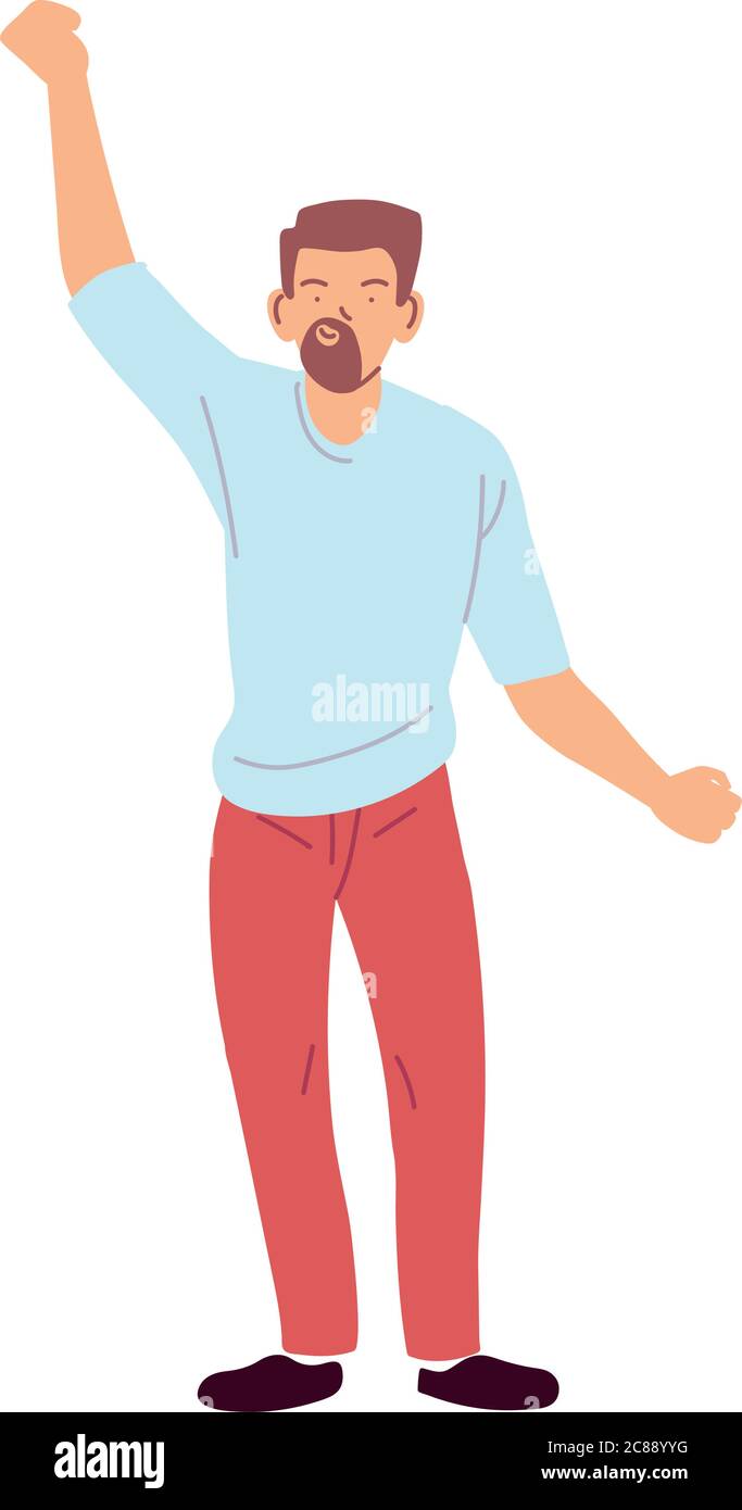 man cartoon with hand up design, Boy male person people human social ...