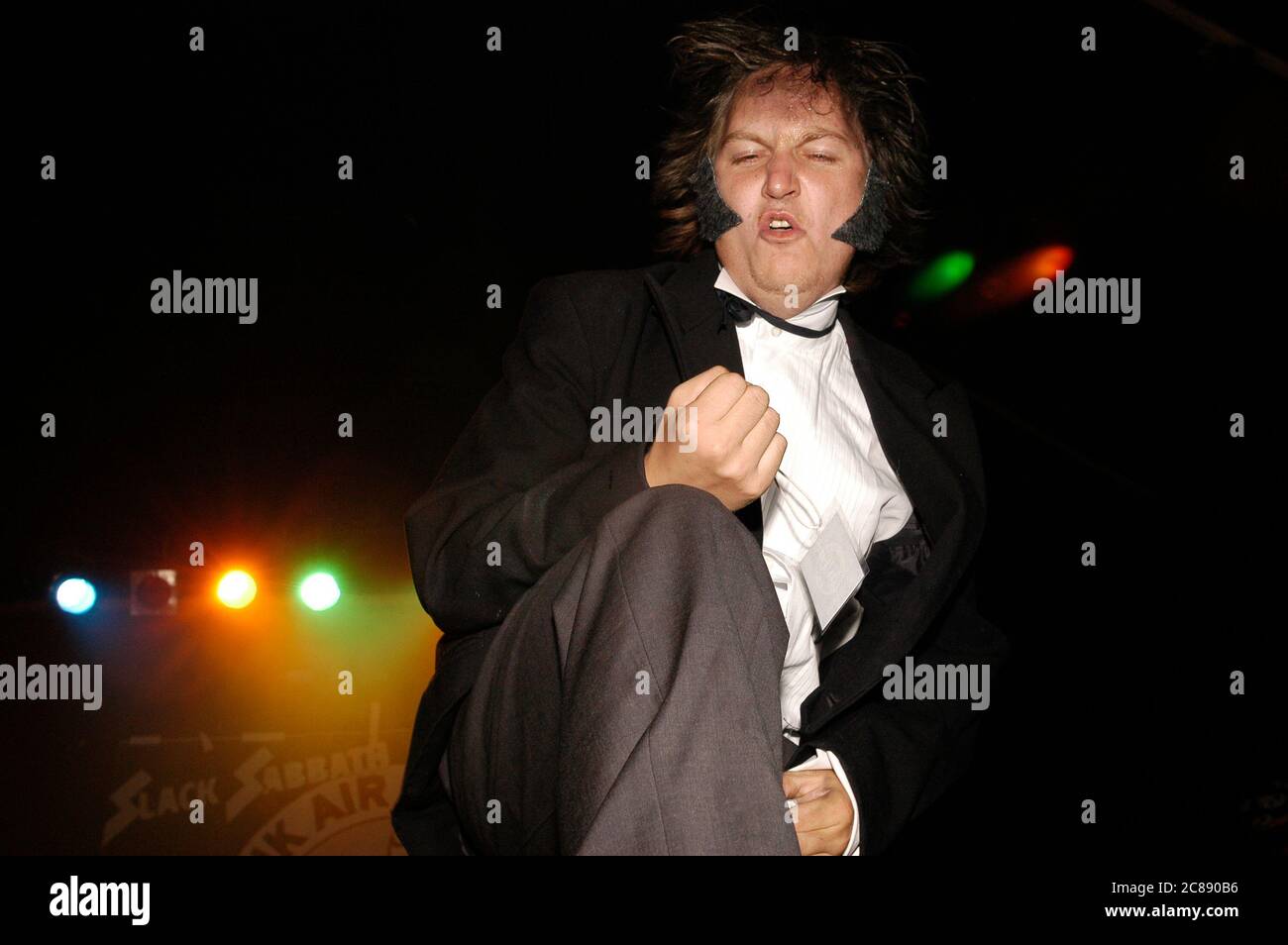 Performer ‘The Knacker’ performing in the 2004 uk air guitar ...