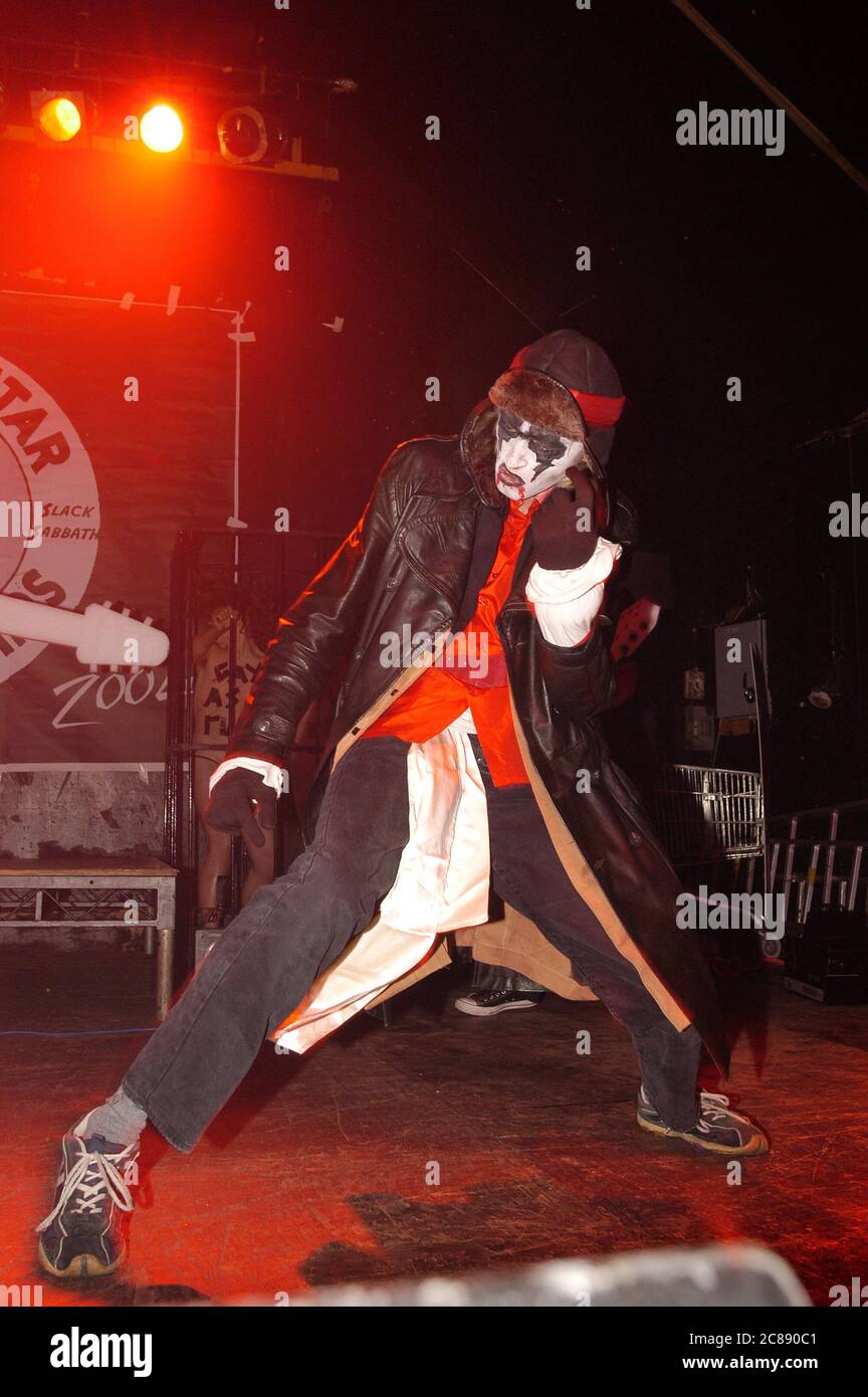 Performer 'Jonny Blood' performing in the 2004 uk air guitar ...