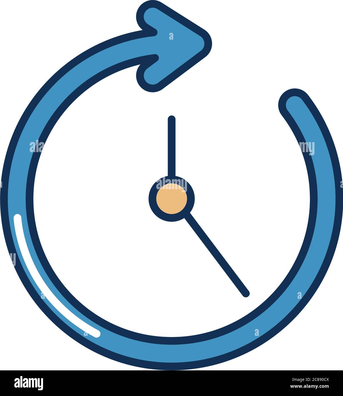 arrow clock icon over white background, line fill style, vector ...