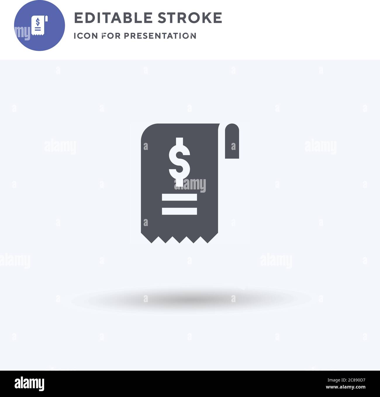 Receipt icon vector, filled flat sign, solid pictogram isolated on ...