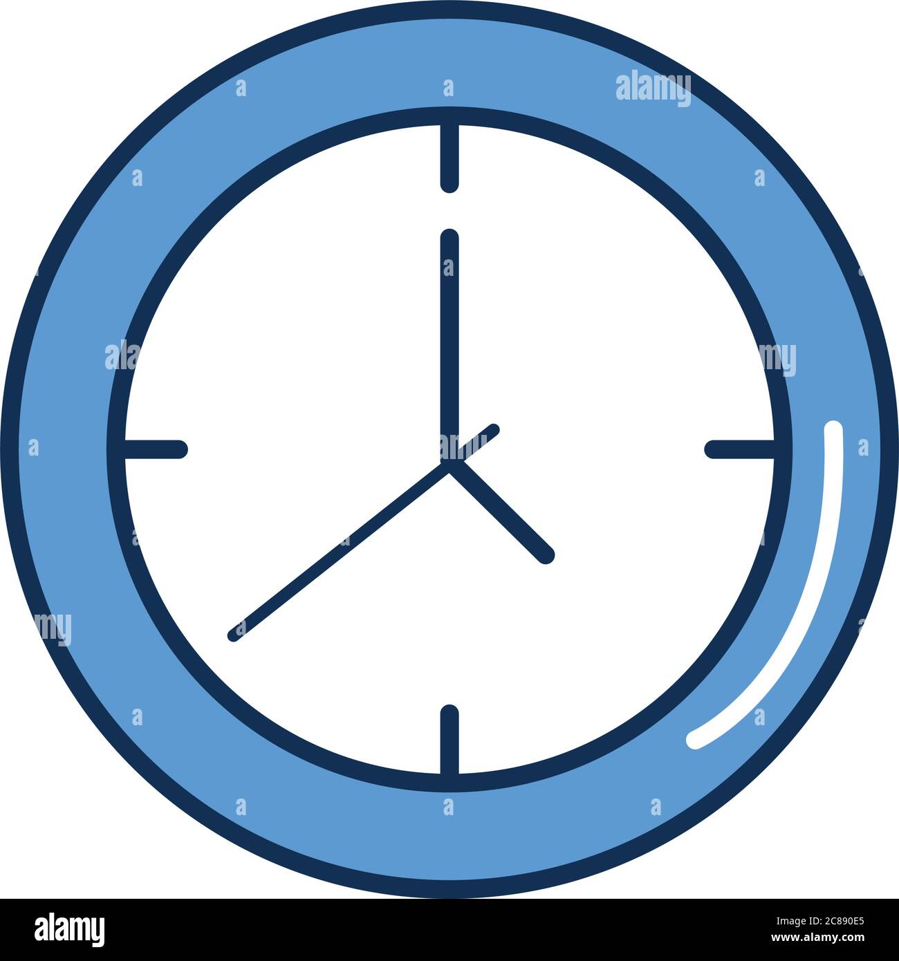 analog clock over white background, line fill style, vector ...