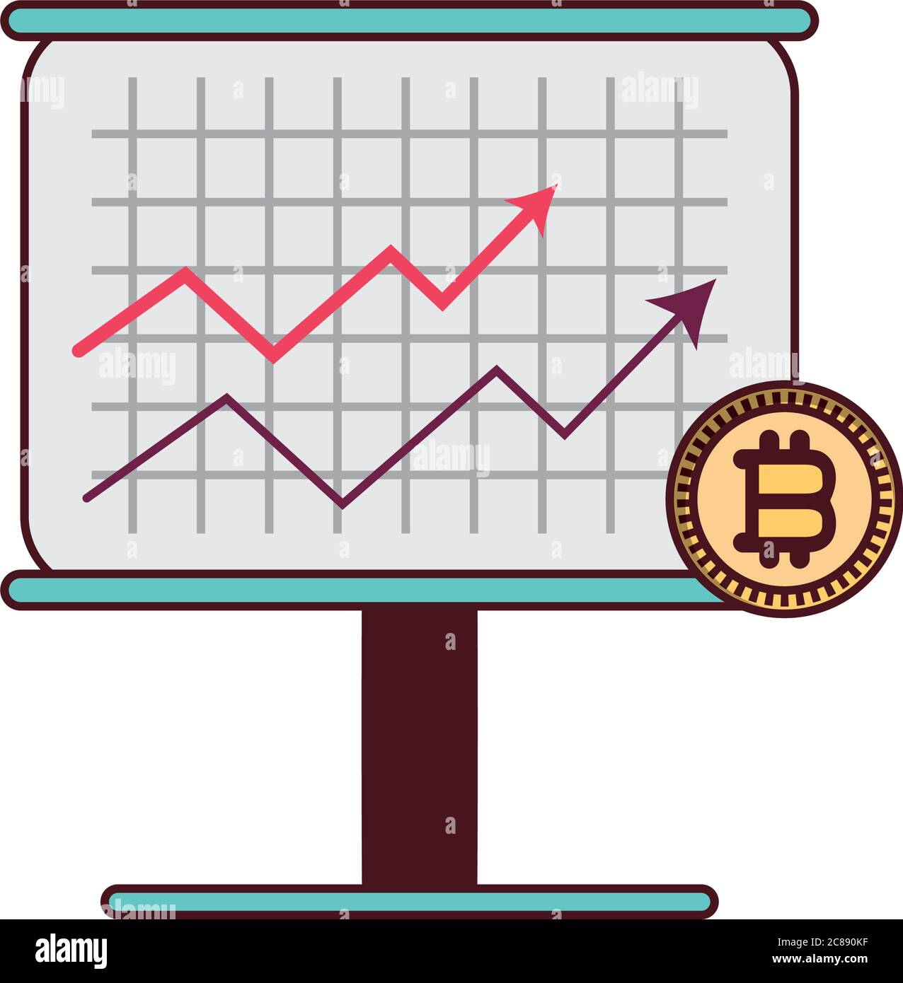 bitcoin board presentation investment icon isolated design vector ...