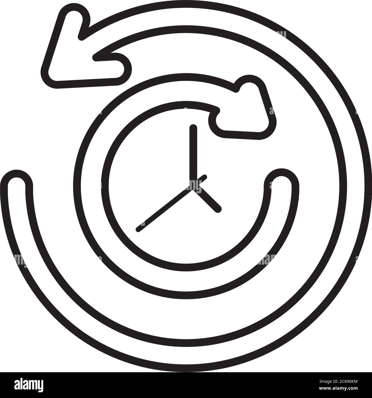 sync arrows and clock icon over white background, line style, vector ...