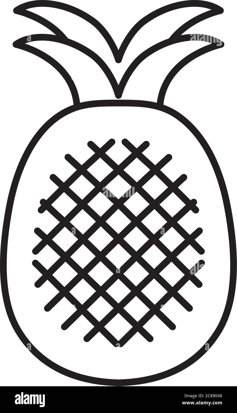 pineapple fruit icon over white background, line style, vector ...
