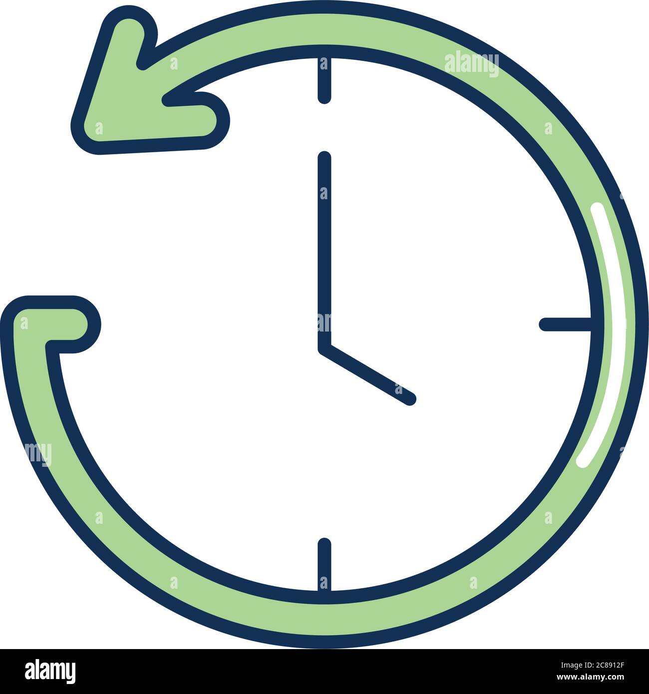 circle arrow clock icon over white background, line fill style, vector ...