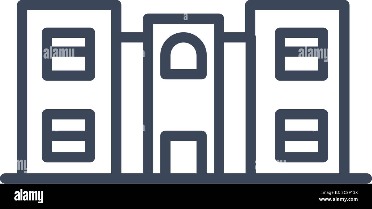 Building with windows line style icon design, City architecture urban ...