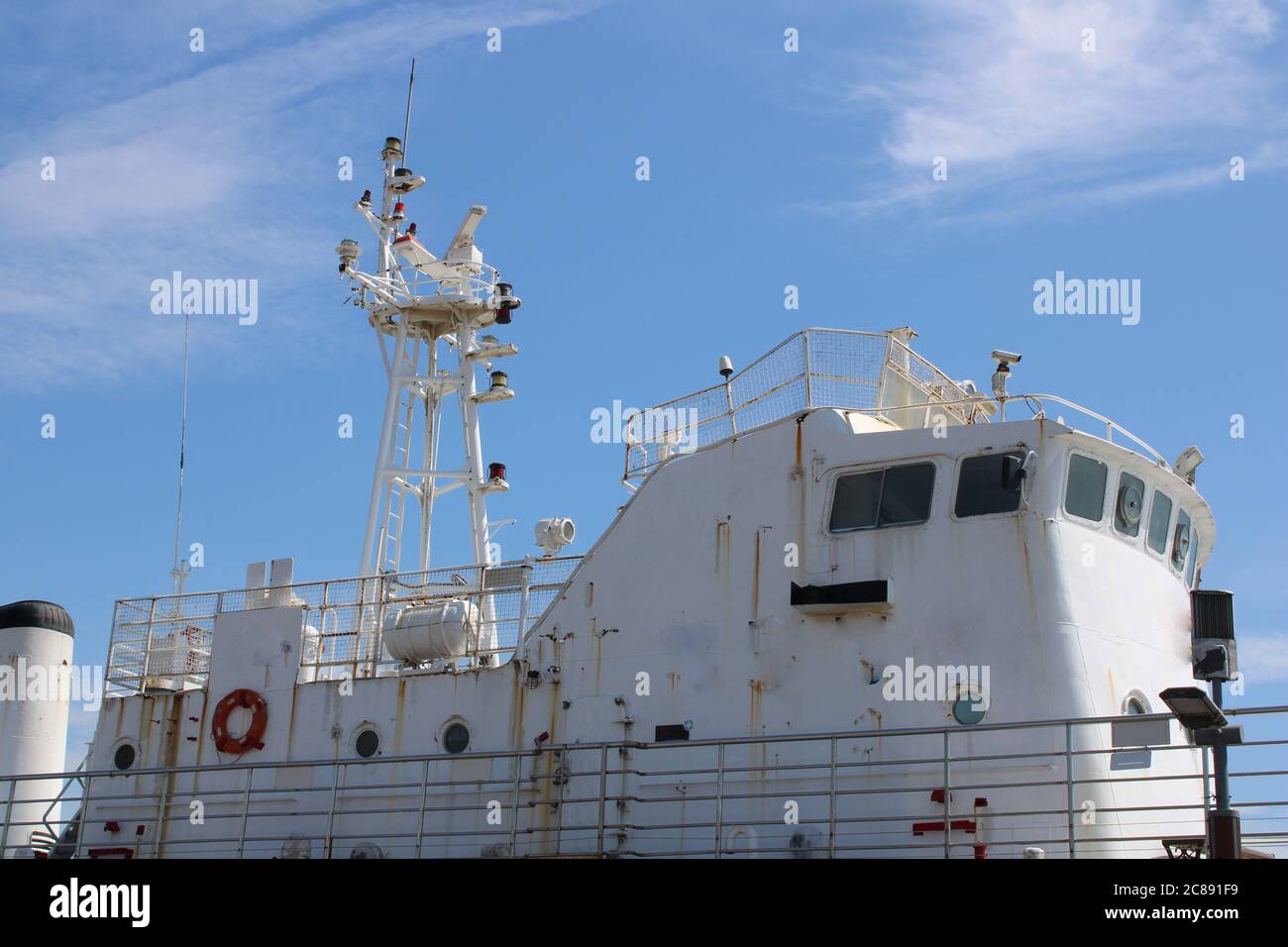 White rescue ship in port Stock Photo - Alamy