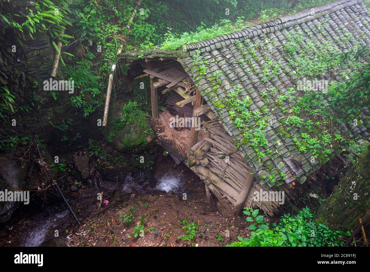 Guilin, China old farmhouse rooftop Stock Photo - Alamy