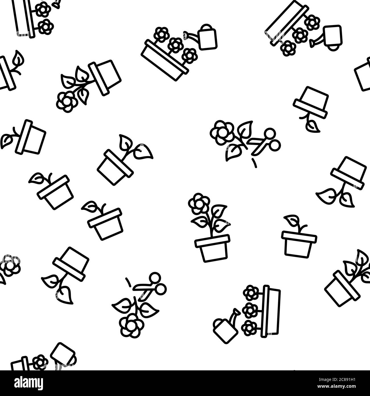 Growing Flowers Plants Vector Seamless Pattern Stock Vector Image & Art ...