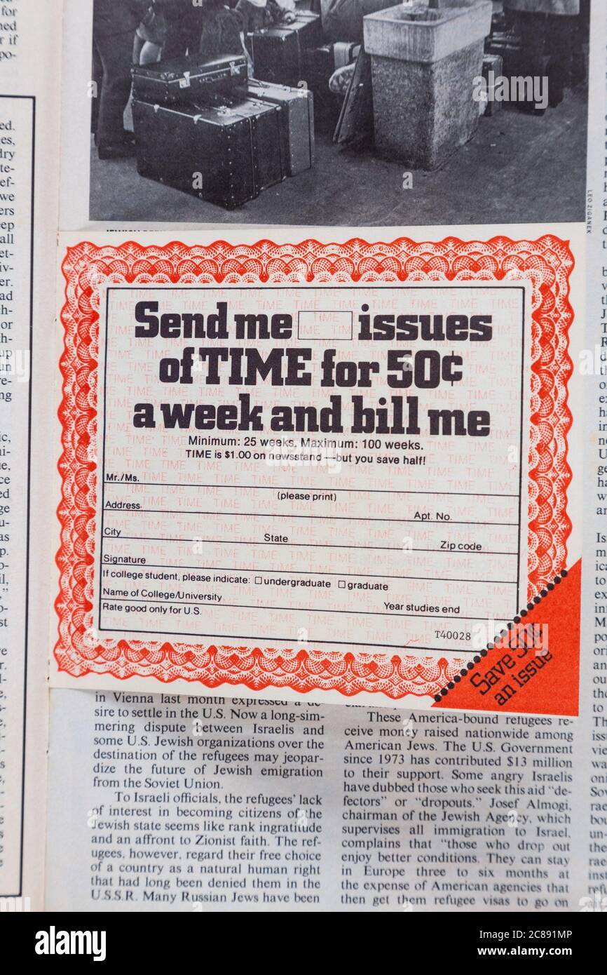1970's Time Magazine Advertising, USA Stock Photo - Alamy