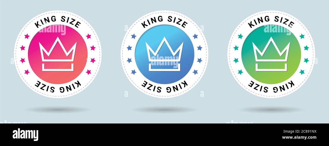 King Size stamp vector illustration. Vector certificate icon. Set of 3 ...