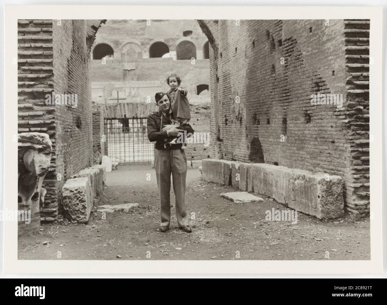 American family visits the Roman Forum in Rome, Italy, October 1951 ...