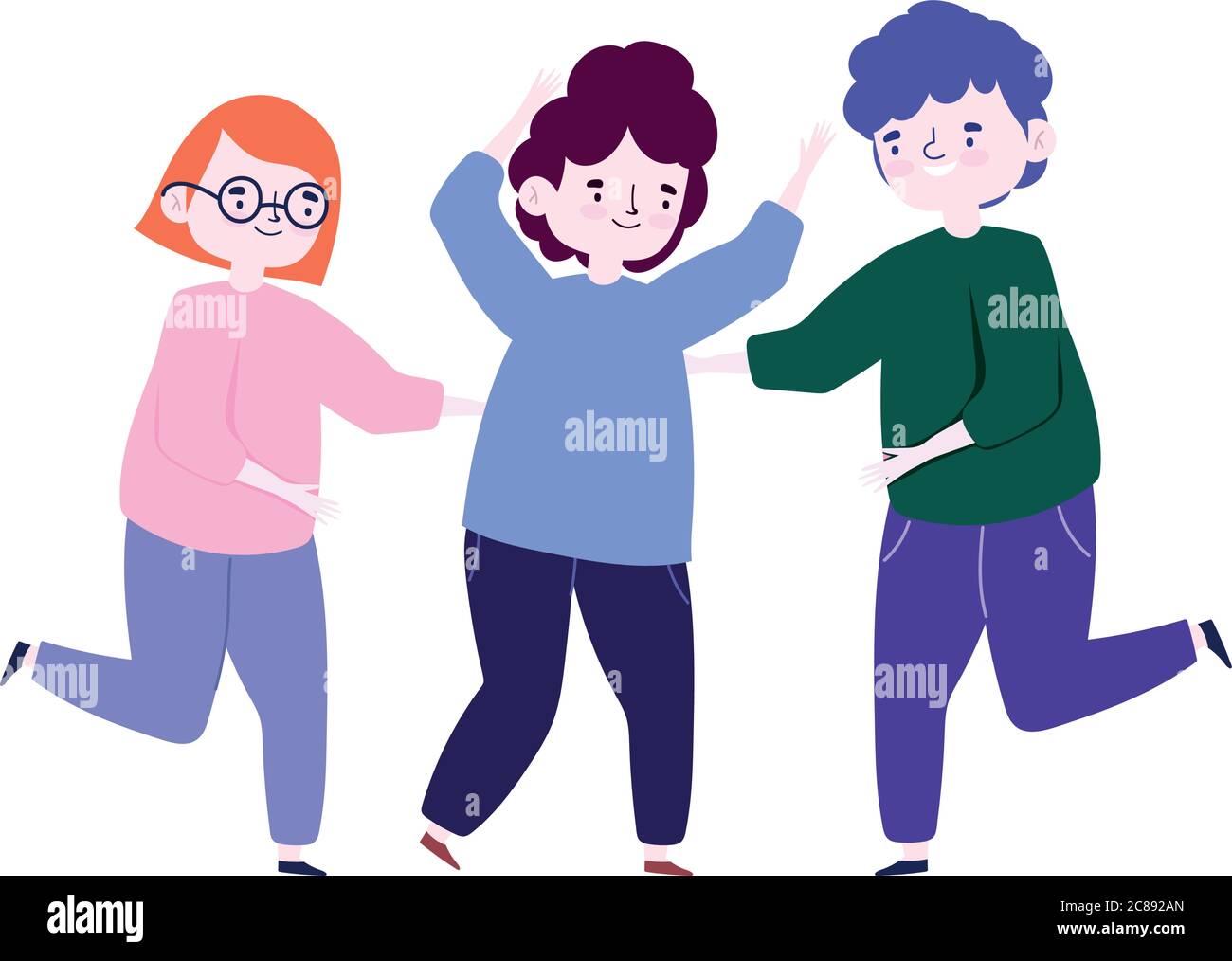 meeting friends, people group celebrating party event cartoon vector ...