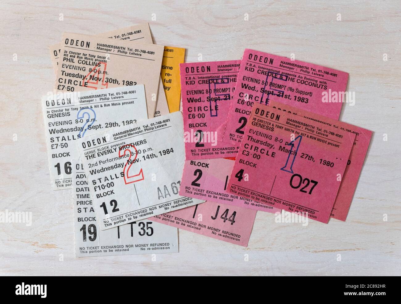 A collection of concert ticket stubs from the 1980s for Genesis, Simple ...