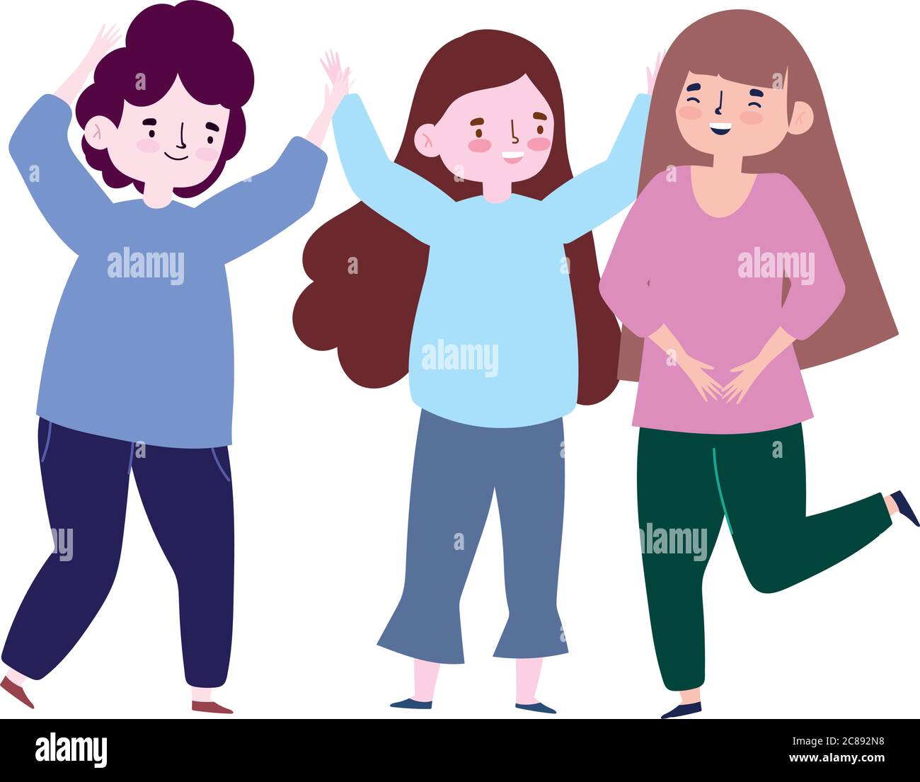 meeting friends, people group celebrating party event cartoon vector ...