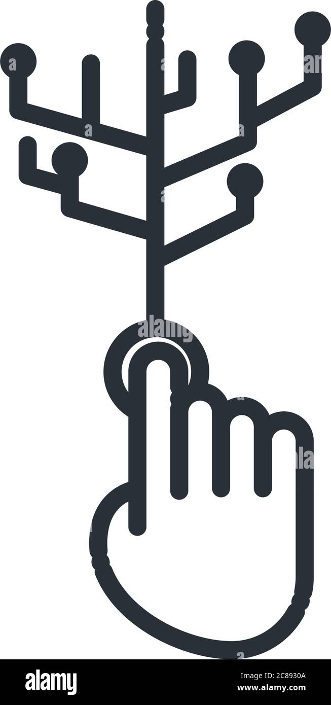 Hand cursor with circuit line style icon design, Big data web hosting center base security ...