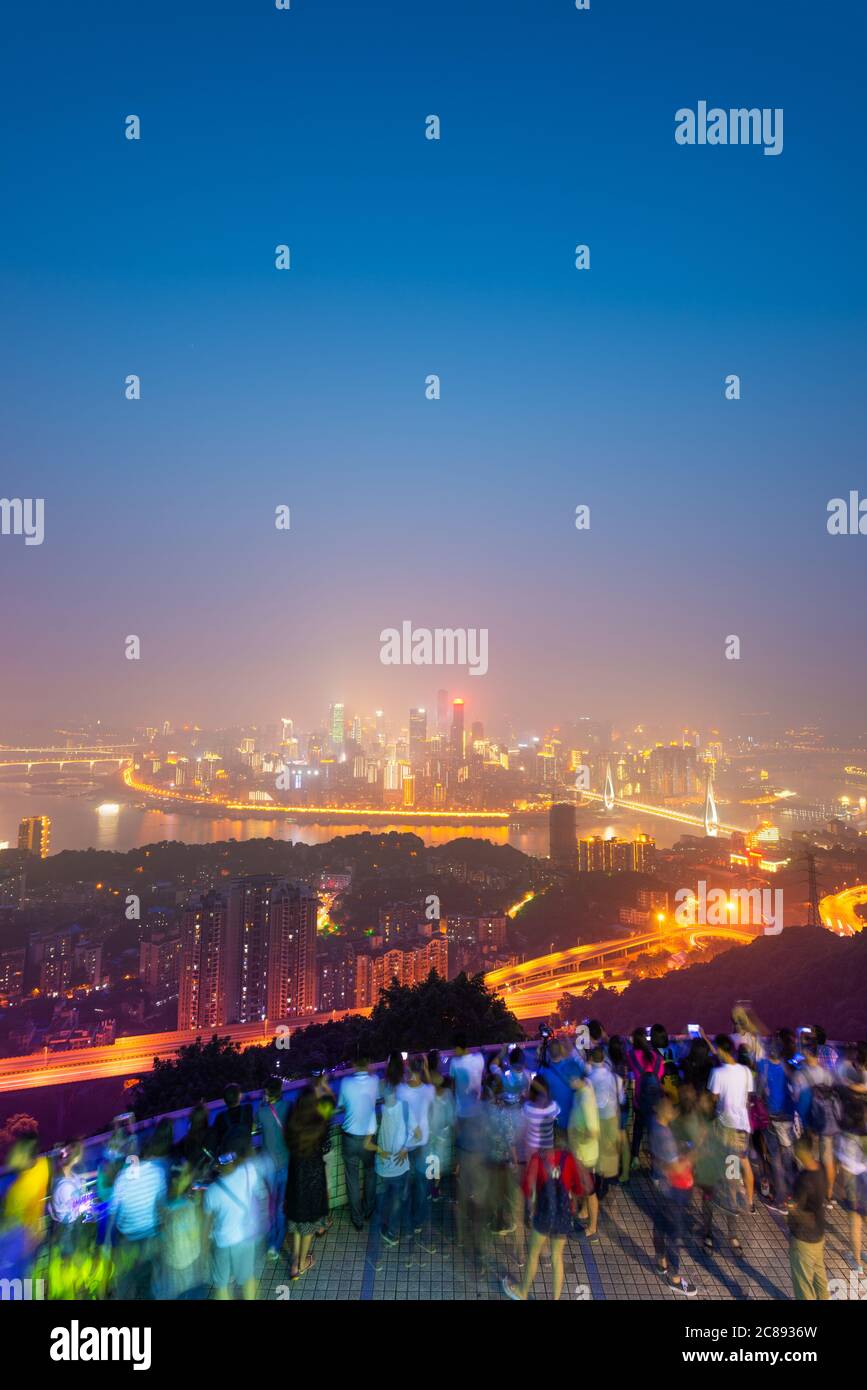 Chongqing, China downtown city skyline over the Yangtze River just ...
