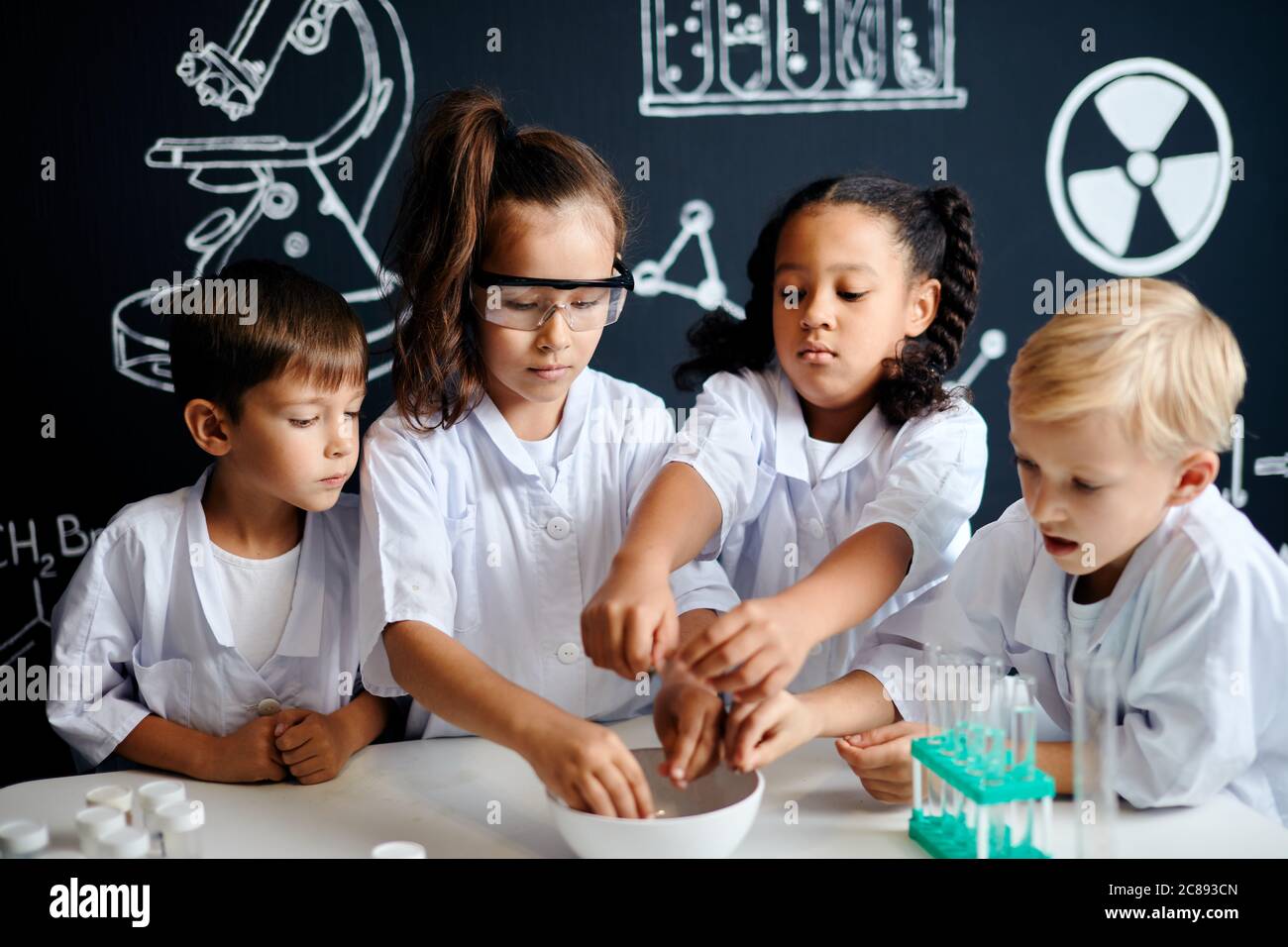 Active young multiracial children takes the opportunity to apply their ...