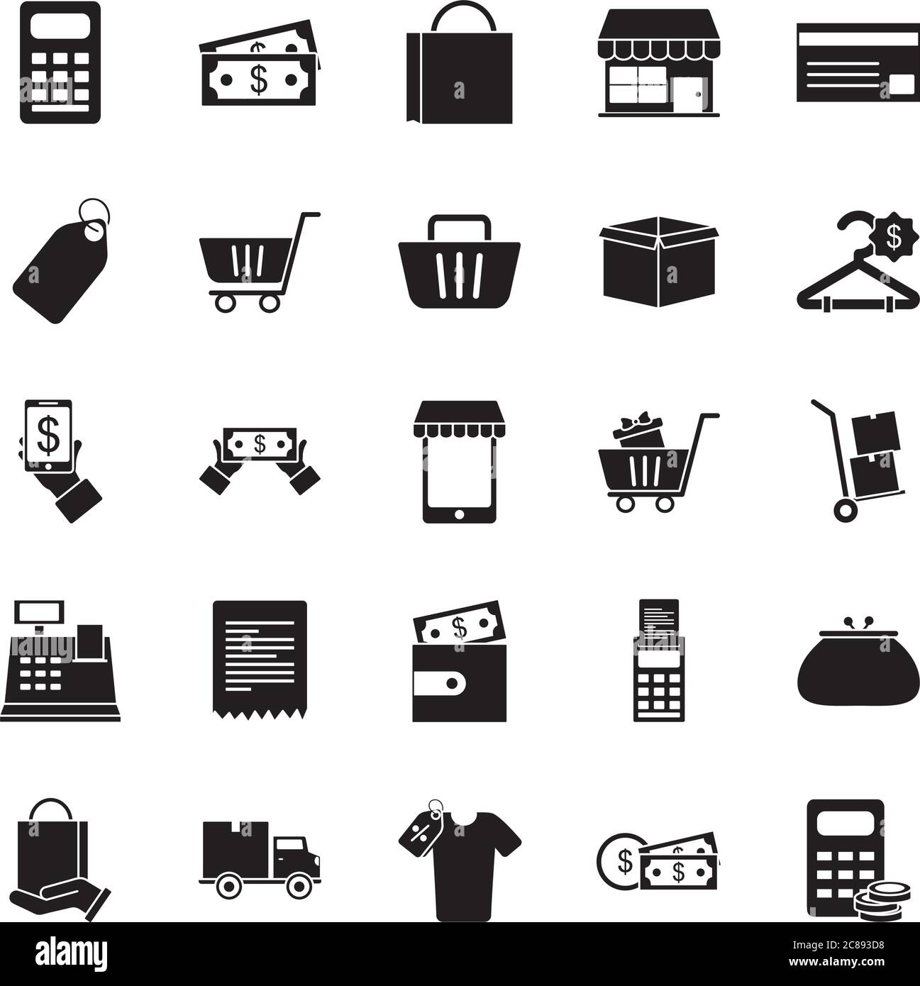 box and shopping icon set over white background, silhouette style ...
