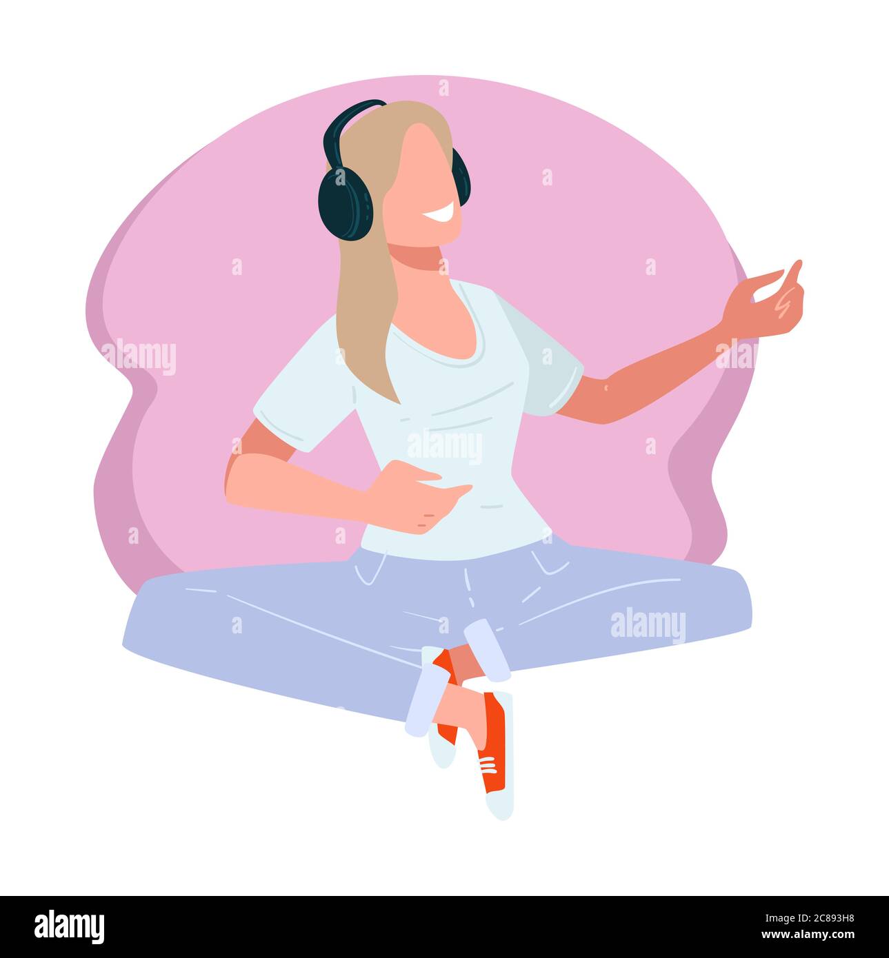 Girl wearing headphones listening to music Stock Vector Images - Alamy