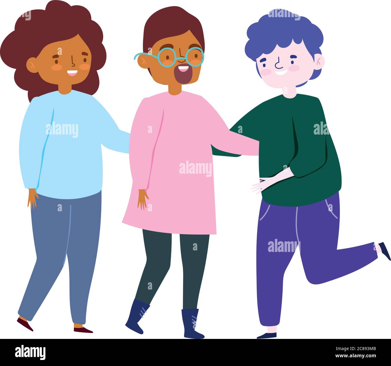 meeting friends, people group celebrating party event cartoon vector ...