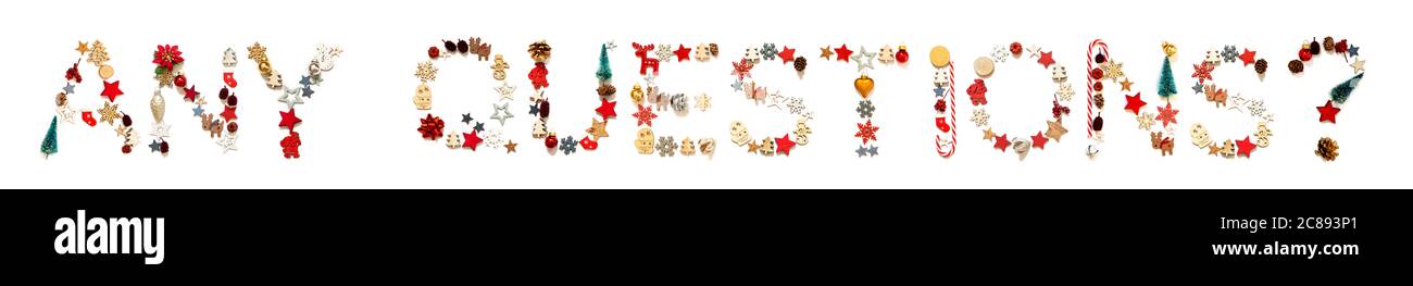Colorful Christmas Decoration Letter Building Word Any Questions Stock ...