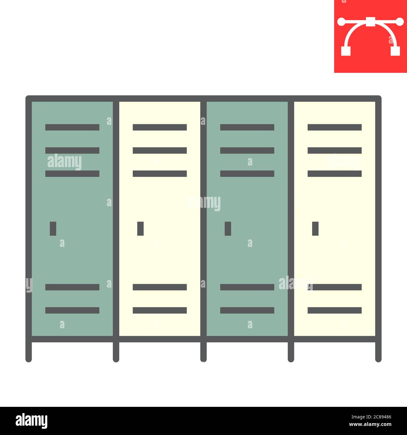 School lockers color line icon, school and education, locker sign ...
