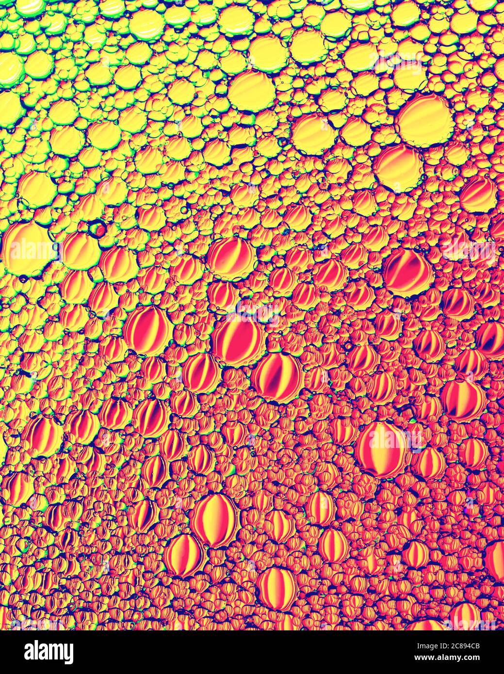 Colorful drops of oil on the water. Circles and ovals. Abstract bright ...