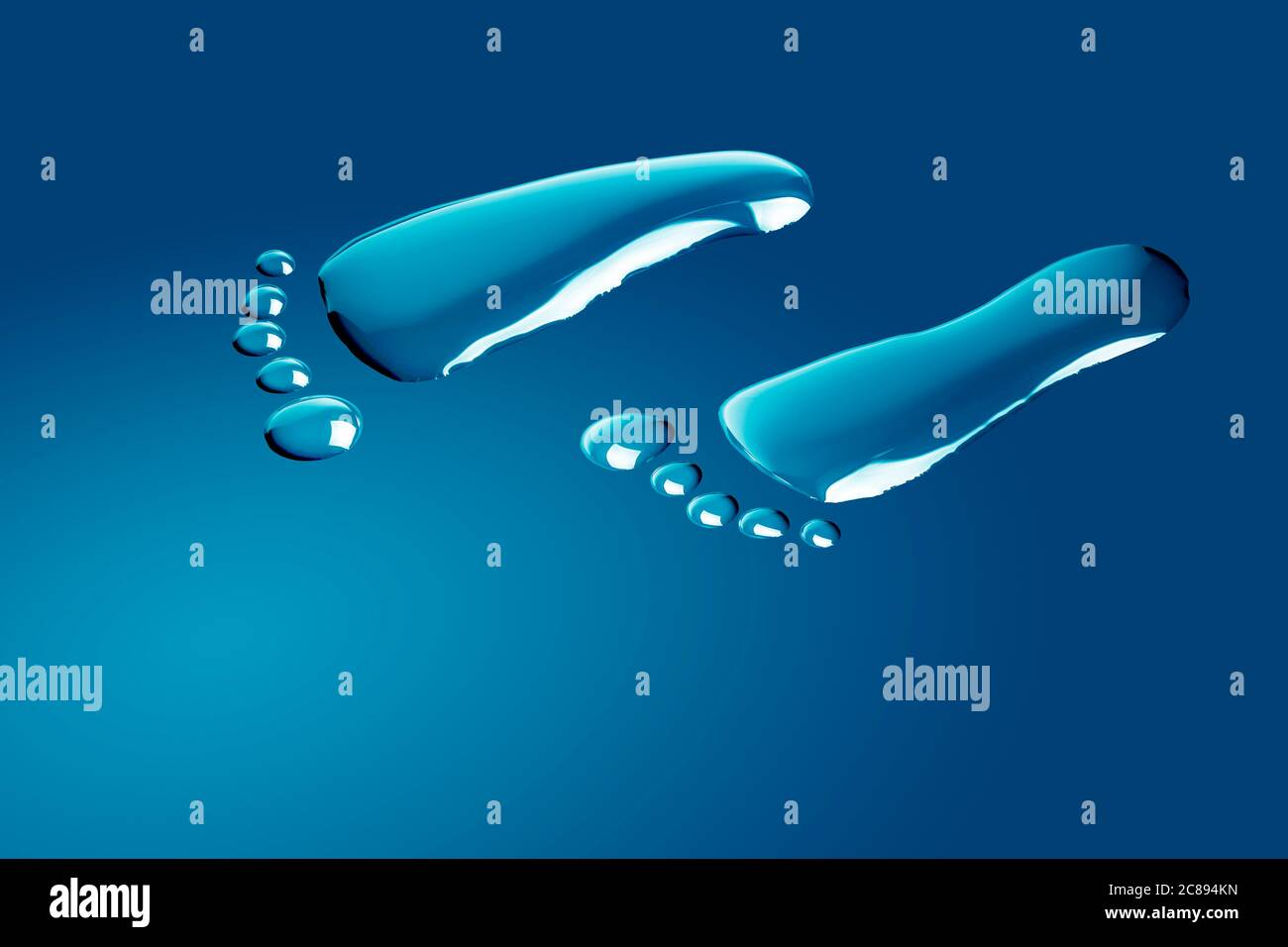 water as human feet on blue background, abstract concept Stock Photo ...