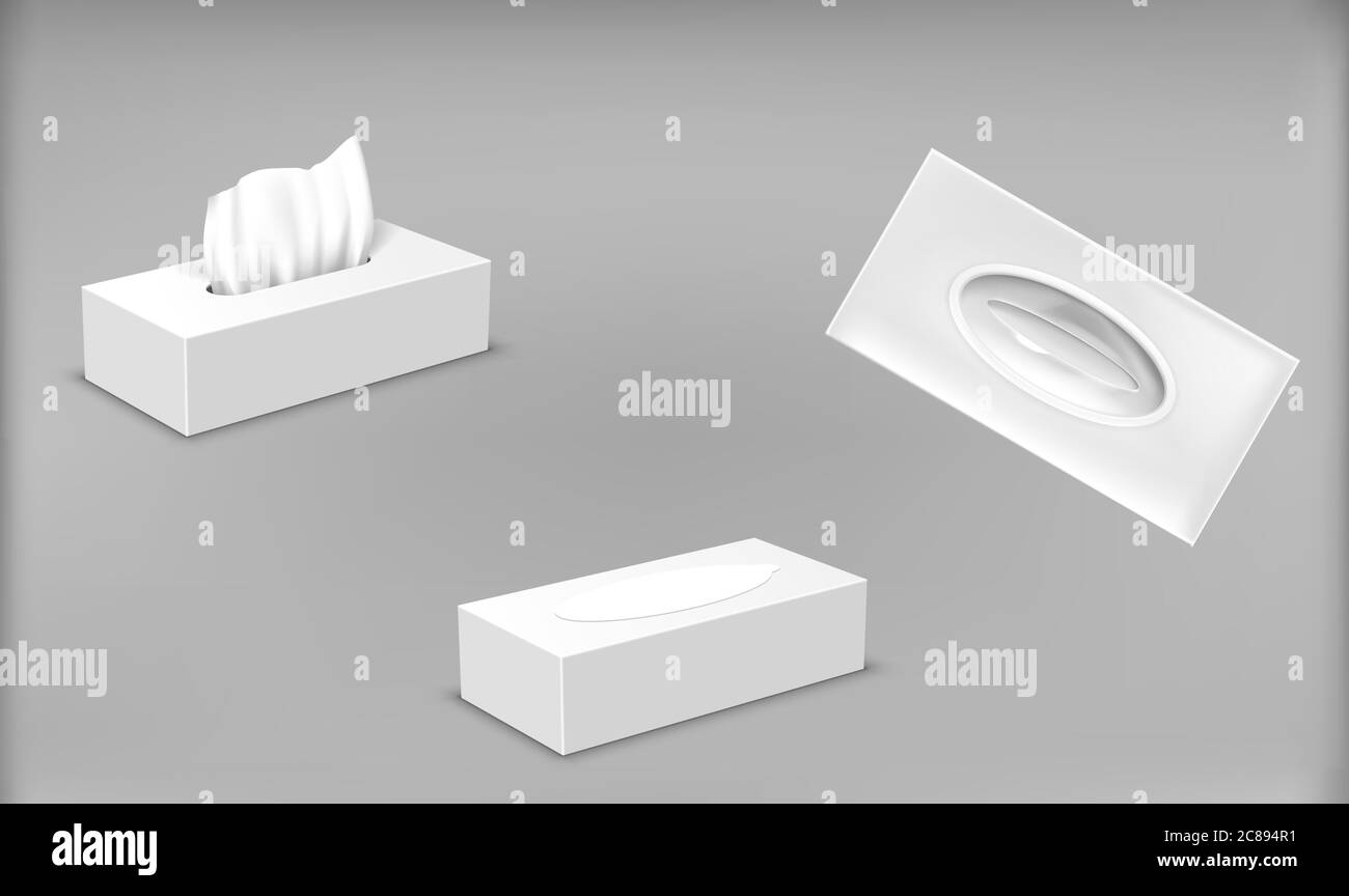 open and closed tissue box process on light backgrounds Stock Vector ...